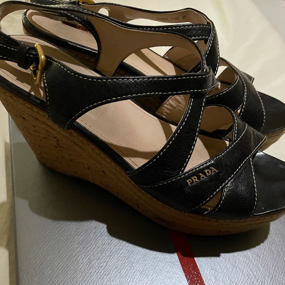 Shoes | Prada Wedge Sling Back | Poshmark